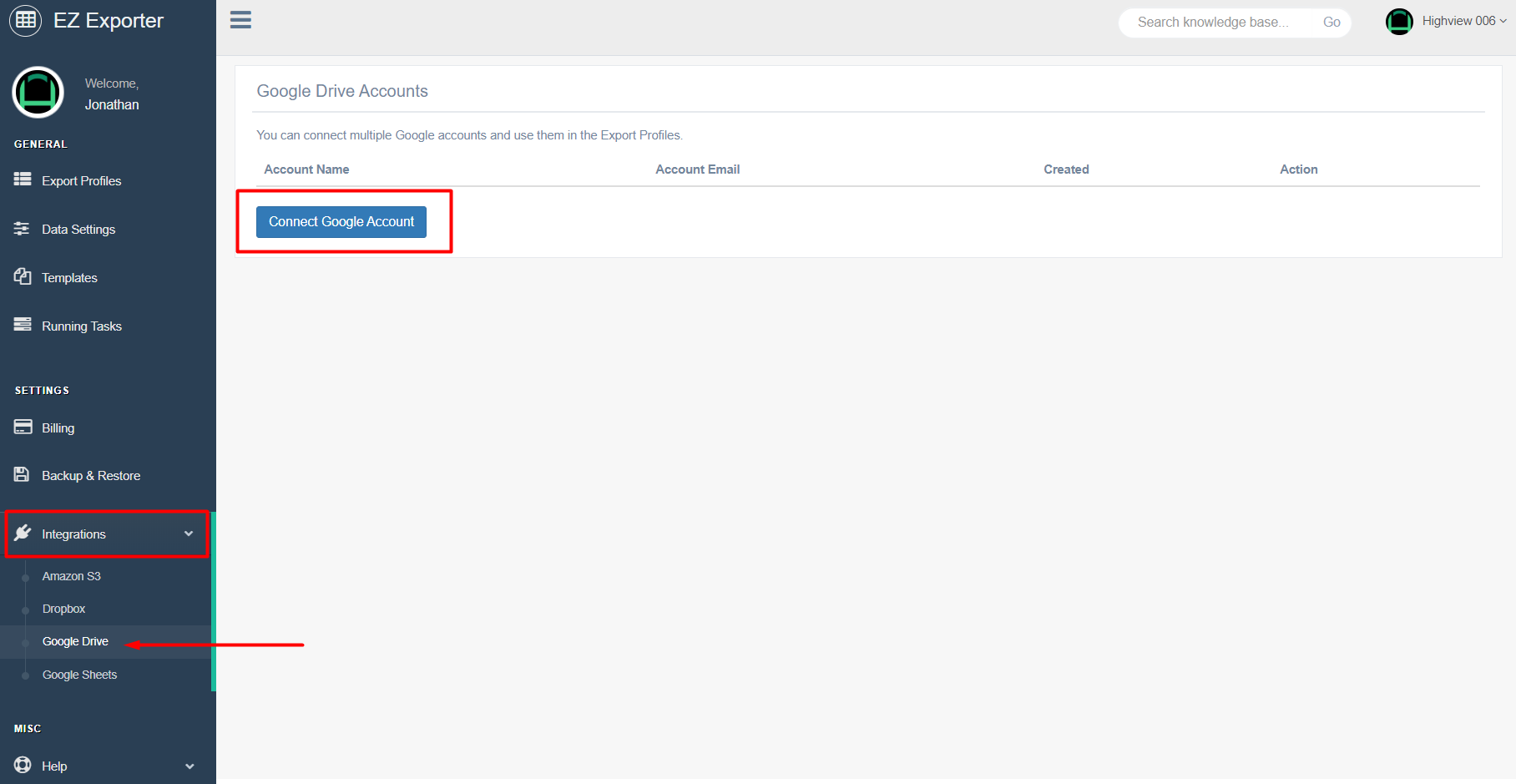 How can I export my Shopify data to Google Drive? | Highview Apps