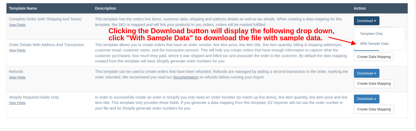 Downloadable CSV Templates Highview Apps
